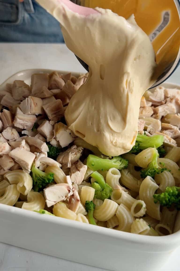 Chicken Broccoli Cottage Cheese Mac and Cheese